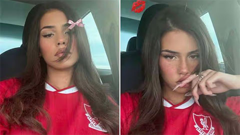 TikToker Leah Halton 'gây bão mạng' khi diện áo Liverpool - Bongdaplus.vn